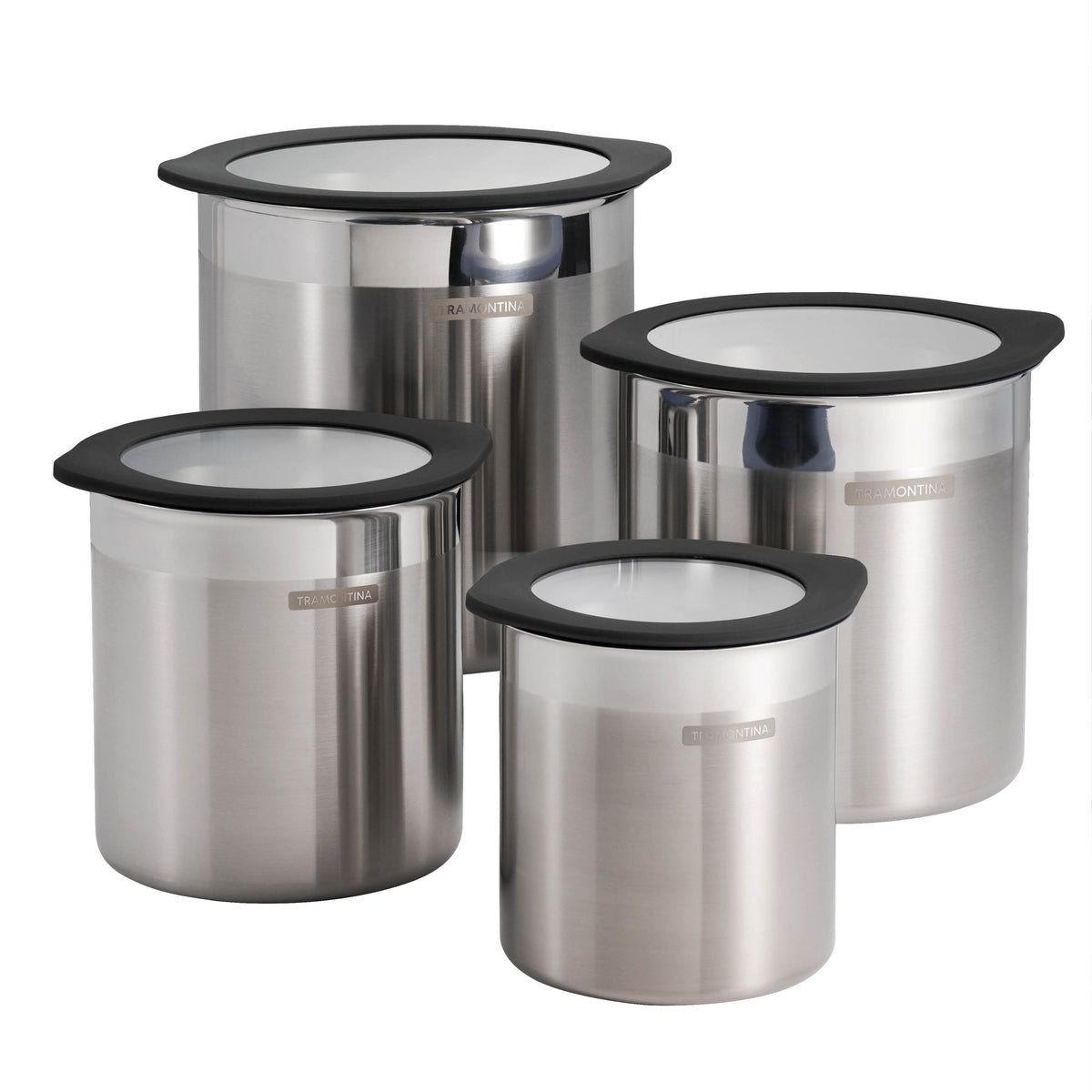 4 Piece Stainless Steel Canister Set - Black – Tramontina B2B USA