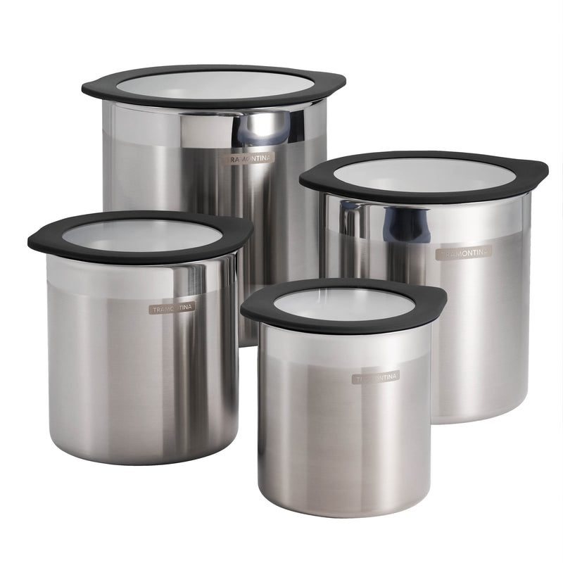 4 Piece Stainless Steel Canister Set - Black – Tramontina B2B USA