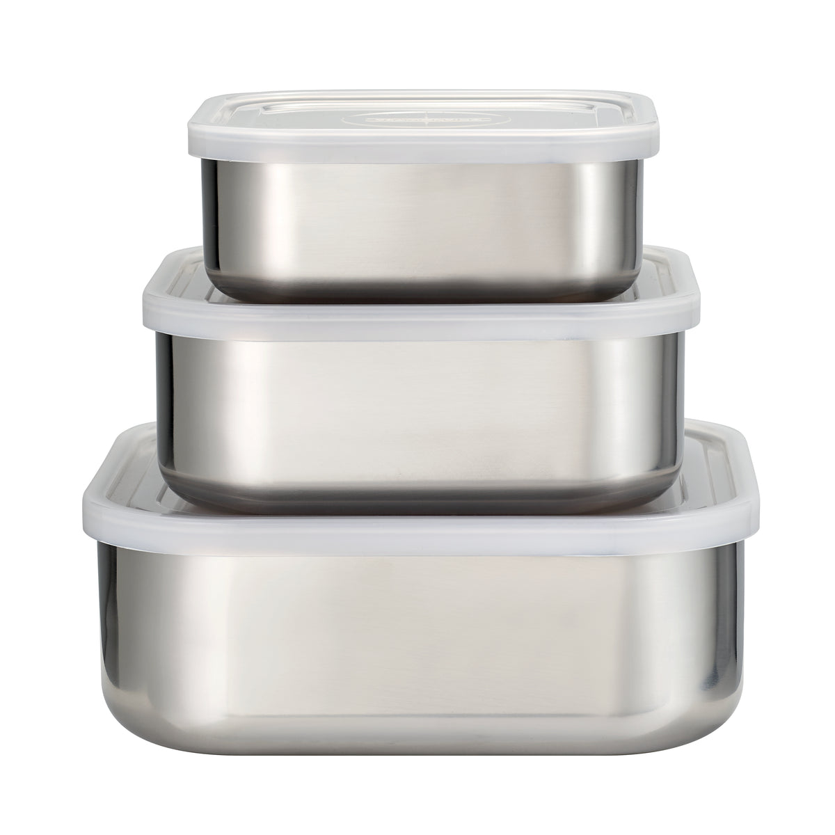 6 Piece Square Stainless Steel Covered Container Set - Frosted Lids ...